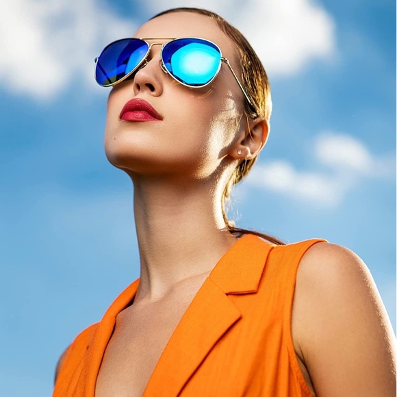 Accessories | Ice Blue Flash Mirror Lens Classic Aviator Wsilver Frames ...